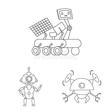 Vector Illustration Of Robot And Factory Symbol Collection Of Robot And Space Stock Vector