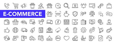 편집 가능한 획으로 설정된 전자 상거래 아이콘입니다 온라인 쇼핑 가는 선 아이콘 모음 벡터 일러스트 레이 션 가격에 대한 스톡