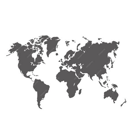 Vector Grey World Map Isolated White Background 8 Premium Ai