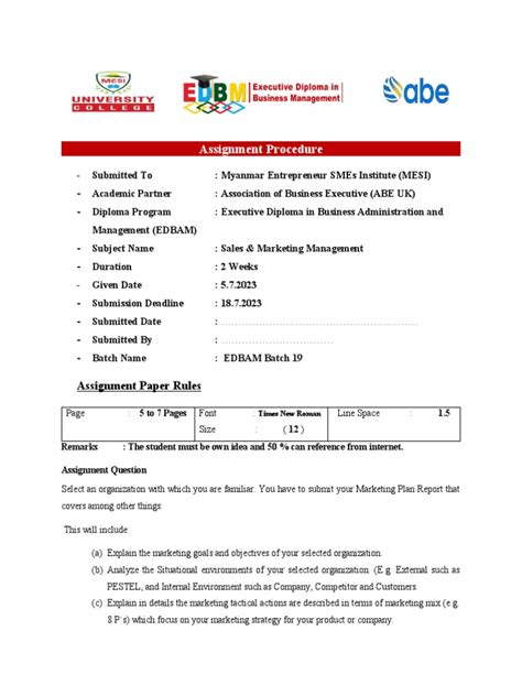 assignment 1 sales and marketing pdf