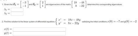 solved 1 given that ū1 and u2 [ ] are eigenvectors of the