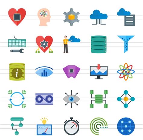 Data Analytics Flat Multicolor Icons Icons Ft Forecasting And Efficiency Envato
