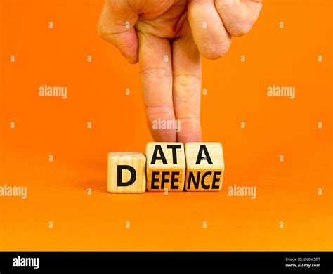 Data Defence Symbol Concept Words Data Defence On Wooden Cubes Beautiful Orange Table Orange