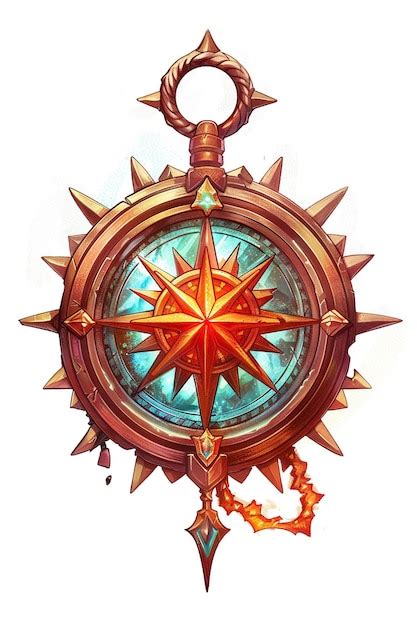 Compass In The Style Of 2d Game Art Hearthstone Style Premium Ai