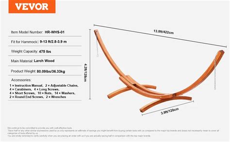 Vevor Wooden Hammock Stand 475 Lbs Capacity Universal 2 Person Hammock