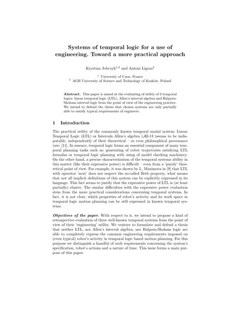 Pdf Systems Of Temporal Logic For A Use Of Engineering Toward A More