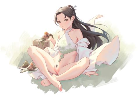 Rule 34 Bare Shoulders Bigrbear Black Hair Bottomless Breasts Brown Eyes Female Female Pubic
