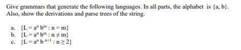 solved give grammars that generate the following languages