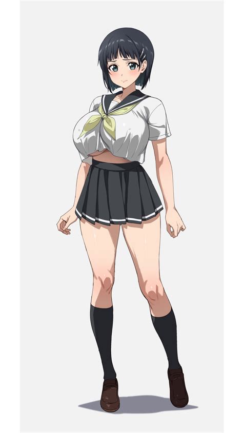 Fuooooo Kirigaya Suguha Sword Art Online Highres Girl Black Hair Black Sailor Collar