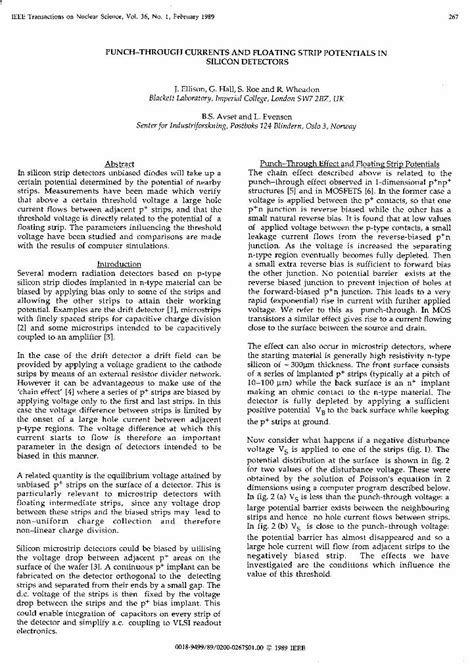 Pdf Punch Through Currents And Floating Strip Potentials In Silicon