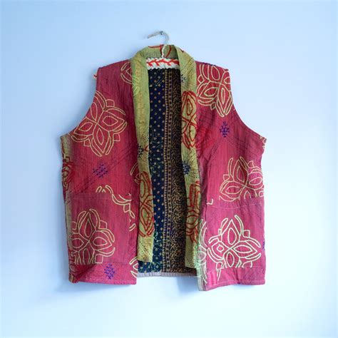 Vintage Kantha Gilet Vintage Patchwork Vest Vintage Quilted Jacket