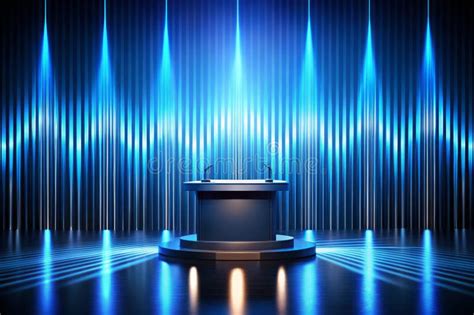 dynamic audio visual abstract blue gradient background with podium sound waves and audio