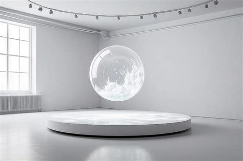 Premium AI Image A Floating Balloonfilled Room With Responsive Floating Displays Mockup With