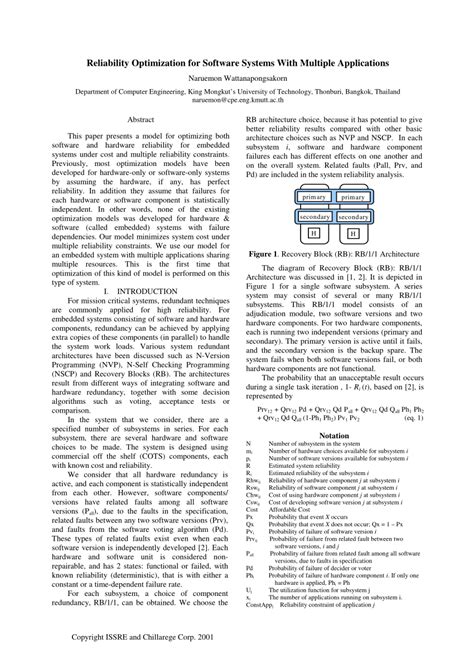 Pdf Reliability Optimization For Software Systems With Multiple Applications