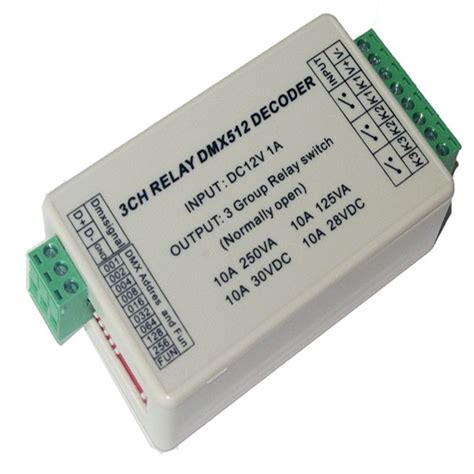 Ws Dmx Relay 3ch Dmx512 Декодер Выход 3 групп реле переключателей 12v 10a 3ch