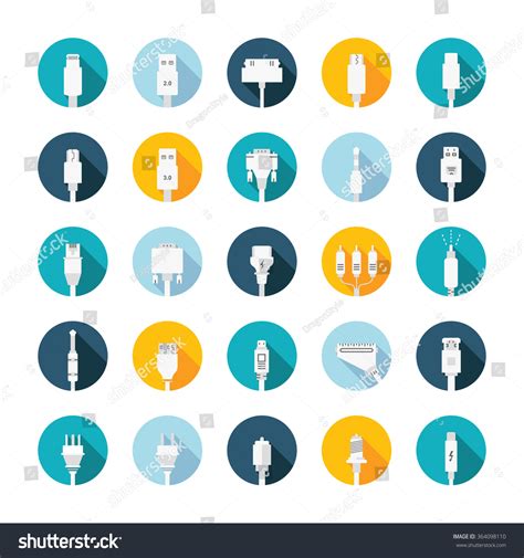 Electric Plug Connectors Jack Flat Line Stock Vector Royalty Free 364098110