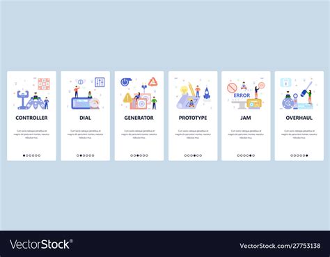 Mobile App Onboarding Screens Computer Error Vector Image