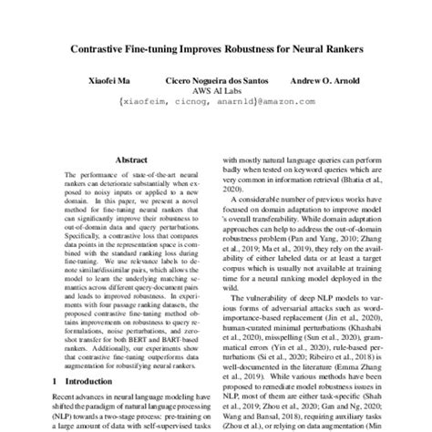 Contrastive Fine Tuning Improves Robustness For Neural Rankers Acl Anthology