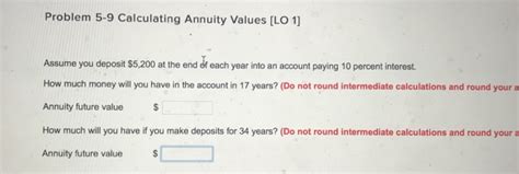 solved problem 5 9 calculating annuity values [lo 1] assume