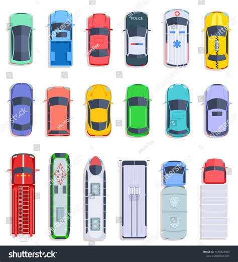 대중교통의 최고택시 경찰차 시내버스 구급차배달 트럭 스톡 벡터로열티 프리 1476473900