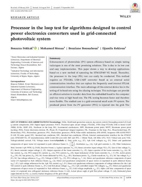 Pdf Processor In The Loop Test For Algorithms Designed To Control