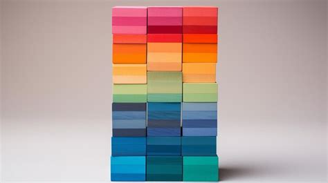 Premium Photo A Stacked Spectrum Multicolored Wooden Blocks
