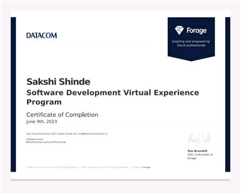 Sakshi Shinde On Linkedin Work Experience Datacom Forage
