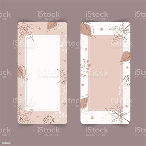 스토리 템플릿입니다 가을 요소 기하학적 모양 식물과 하나의 라인 스타일로 추상적 인 수직 배경세트 모바일 배경 벡터 최소 일러스트레이션 10월에 대한 스톡 벡터 아트 및