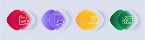 Premium Vector Setting Icon Set Gear Cogwheel File Folder Data