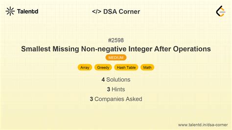 Smallest Missing Non Negative Integer After Operations Dsa Problem Talentd