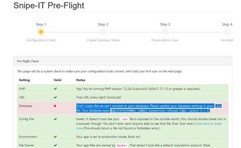 pre fligh db setup · issue 8914 · snipe snipe it · github