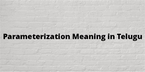 Parameterization Meaning In Telugu తెలుగు అర్థం