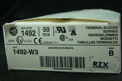 50 Allen Bradley Terminal Blocks Class 1 Zone 1 550v 20a 1492 W3