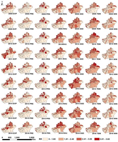 The Relative Risk Rr Values Of The Spatiotemporal Interaction Effect 213 Download Scientific