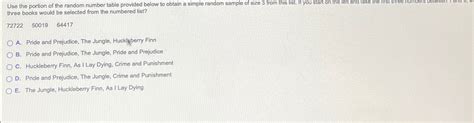 solved use the portion of the random number table provided