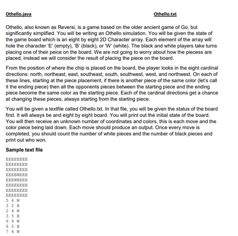 Solved Othellojava Othellotxt Othello Also Known As