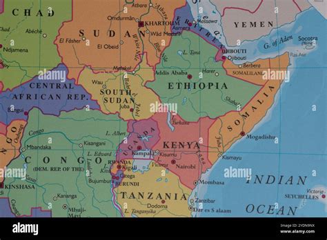 Political Map Of Eastern Africa Featuring The Countries Of Somalia Ethiopia Kenya Uganda