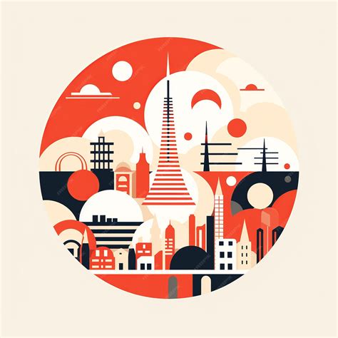 tokyo in deep red amp white futuristic minimalism in circular design