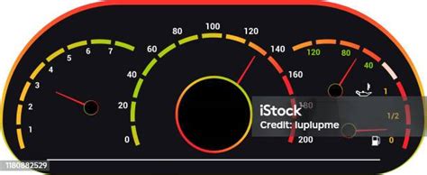속도계 벡터 자동차 속도 대시 보드 패널 및 속도 향상 전력 측정 디자인 일러스트 세트 의 속도 제한 제어 기술 화살표 또는 포인터 흰색 배경에 격리 0명에 대한 스톡 벡터