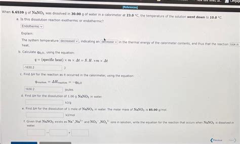 Solved 6 6539 G Of Nano3 Was Dissolved In 30 00 G Of Water
