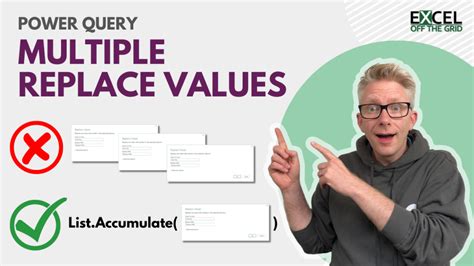power query how to multiple replace values based on a list