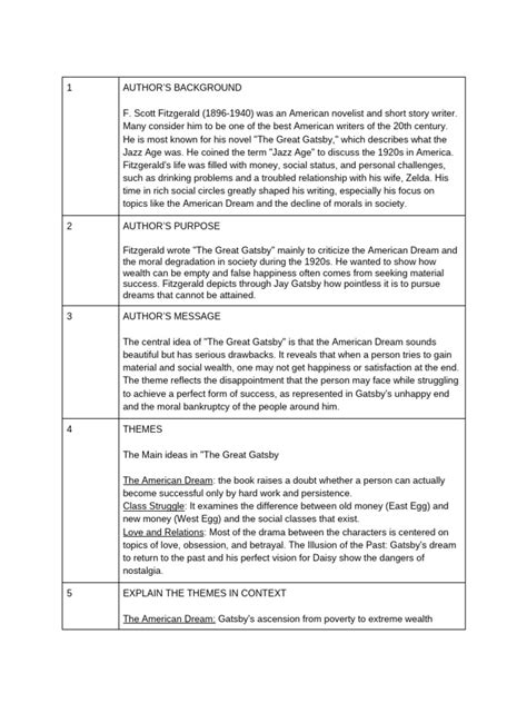 Great Gatsby Assignment 1 Pdf The Great Gatsby F Scott Fitzgerald
