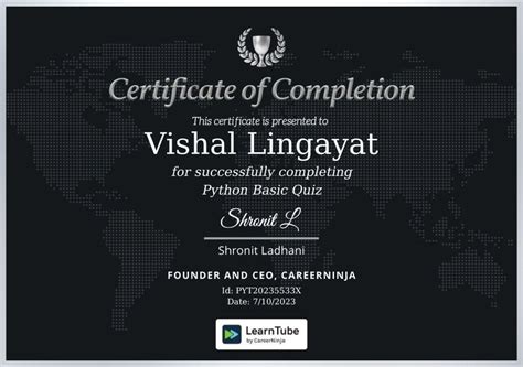 vishal lingayat on linkedin i have successfully completed python basic quiz 🤞 thank you