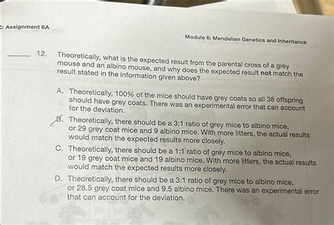 solved assignment 6amodule 6 mendelian genetics and
