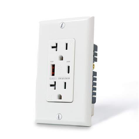 20a Duplex Receptacle Outlet With Type A C Pd20w Usb Socket Dual Usb Charger And Ios And