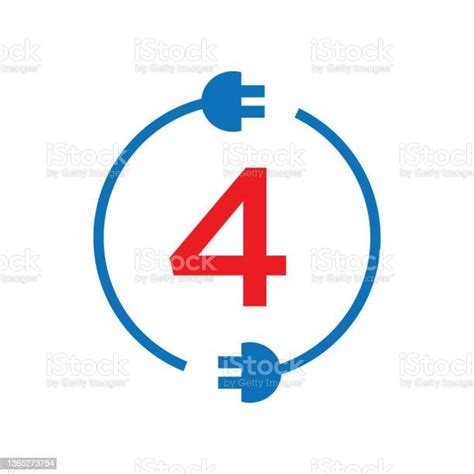 썬더 볼트 편지 4 전기 로고 전기 산업 전원 사인 전기 볼트 에 4 편지 로고 벡터 전력 에너지 번개 전기 뇌우에 대한 스톡