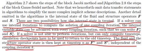 About Internal State When Using Implicit Coupling Using Precice