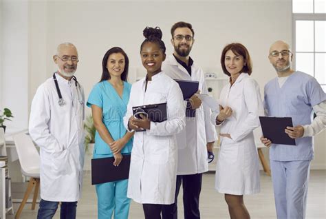 Portrait Of Diverse Doctors Posing In Hospital Stock Image Image Of