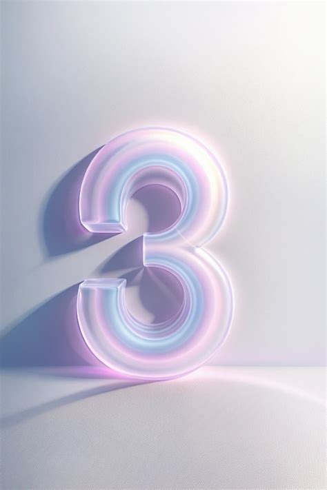 透明数字3立体磨砂艺术字 花瓣网