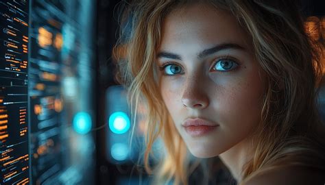 Ai Cyber Security Concept Female It Computer Specialist Analyzing Artificial Intelligence